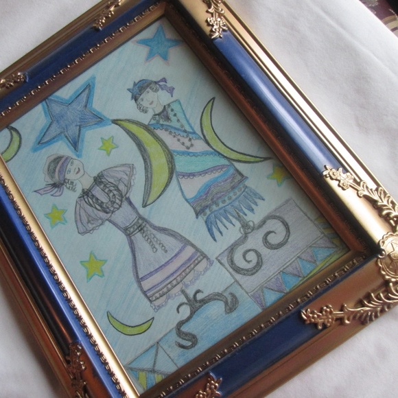 WHIMSICAL WAYS ART | Wall Decor | Flapper Girls Colored Pencil Drawing ...